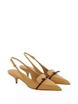 FERRAGAMO 40mm Pointed Bow Slingback - Brown