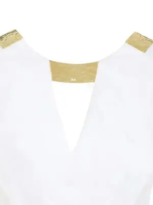 Elisabetta Franchi Mini Dress In Gabardine Fabric With Jewel Detail - White