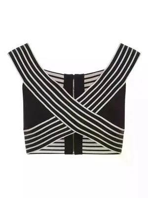 Elisabetta Franchi Striped Zip-fastening Top - Black