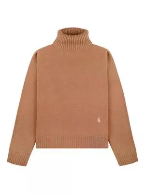 SPORTY & RICH Src Turtleneck Logo-embroidered Sweater - Brown