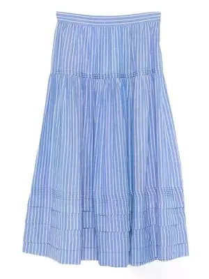 DÔEN Striped Tiered Midi Skirt