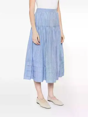 DÔEN Striped Tiered Midi Skirt