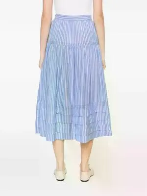 DÔEN Striped Tiered Midi Skirt