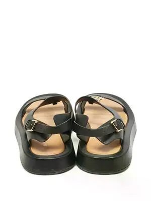 Burberry Leather Logo Slingback Sandals