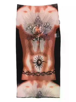 Jean Paul Gaultier Tattoo Print Knee Length Skirt - Neutrals