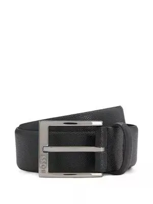 BOSS Logo-engraved Leather Belt - Black