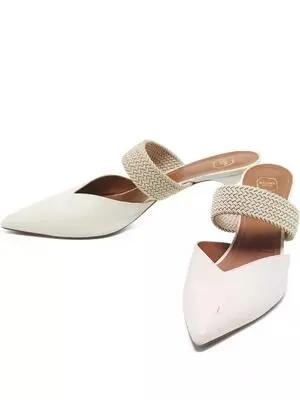 MALONE SOULIERS Maisie Woven Strap Pointed Mules - White