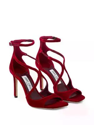 JIMMY CHOO Azia Velvet Sandals - Red