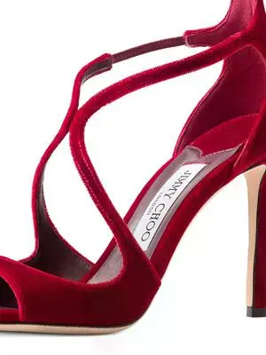 JIMMY CHOO Azia Velvet Sandals - Red
