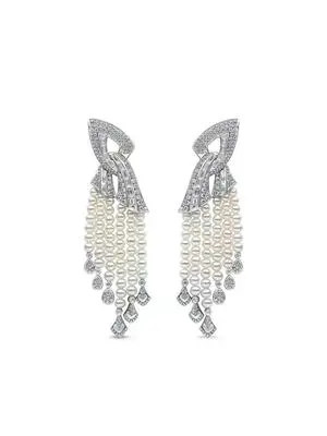 Yoko London Cleopatra Pearl And Diamond Drop Earrings - Silver