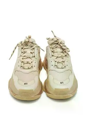 Balenciaga Triple S Leather Sneakers - Neutrals