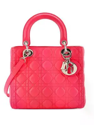 Dior Lady Cannage Quilt Lambskin Medium Satchel - Pink