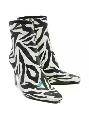 Off-White Zebra-print Leather Ankle Boots