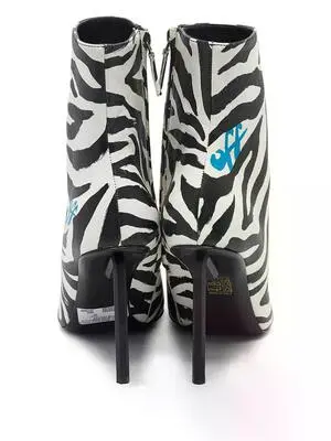 Off-White Zebra-print Leather Ankle Boots