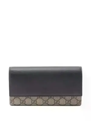 Gucci Gg Supreme Bi-fold Long Wallet - Black