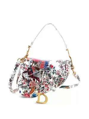 Dior Christian Dior Saddle Handbag Printed Leather Medium Multicolour