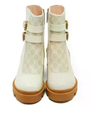 Gucci Canvas And Leather Buckle Boots
