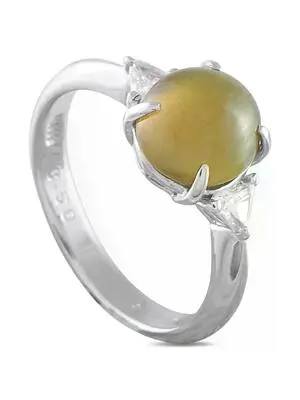 LB EXCLUSIVE Cat's Eye And Diamond Platinum Ring