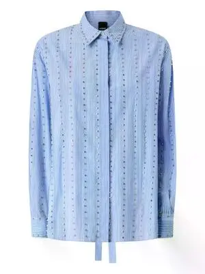 Pinko Striped Shirt With Jewel Embellishment - Blue