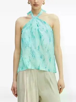 FRACOMINA Halterneck Leaf-print Top