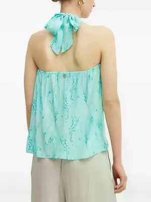 FRACOMINA Halterneck Leaf-print Top