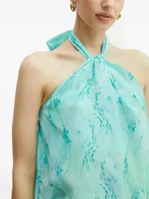 FRACOMINA Halterneck Leaf-print Top