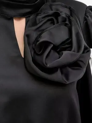 FRACOMINA Flower-embellished Mini Dress - Black