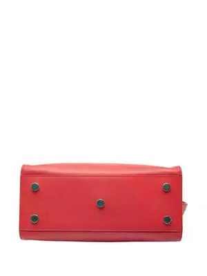 Saint Laurent 2017 Baby Leather Monogram Downtown Cabas Satchel - Red
