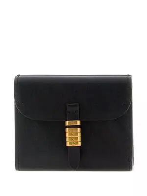 Pinko Saddle Metal Rings Leather Wallet - Black