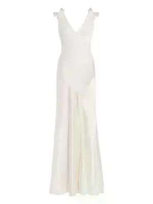 Jenny Packham Collette Beaded Bow-detail Maxi Gown - Neutrals