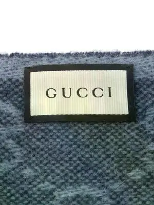 Gucci Gg-pattern Stripe Wool Scarf - Blue