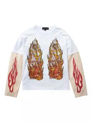 WHO DECIDES WAR BY EV BRAVADO Long-sleeve Graphic T-shirt - White
