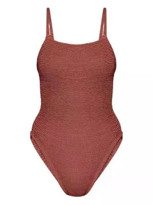 Hunza G Metallic Crinkle Swimsuit - Red