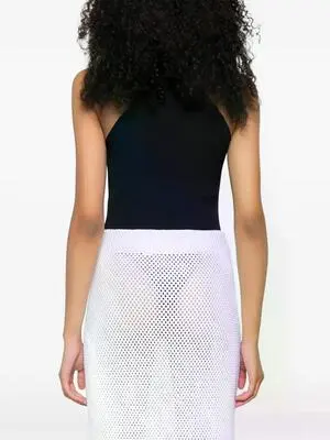 Brandon Maxwell Knit Ribbed Bodysuit - Black