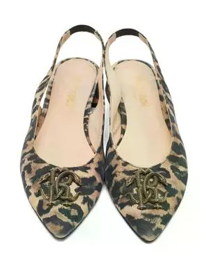 Roberto Cavalli Leopard-print Slingback Pumps