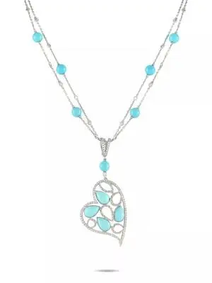 LB EXCLUSIVE 18k White Gold Diamond And Turquoise Necklace - Silver