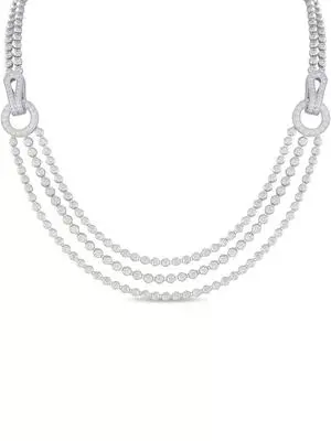 CARTIER 18k White Gold Agrafe Diamond Necklace - Silver