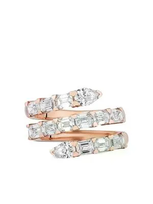 JEWELS AFICIONADO 18k Rose Gold Diamond Bypass Ring - Pink