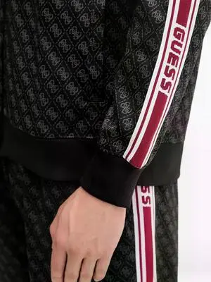 Guess Monogram Pattern Striped Hoodie