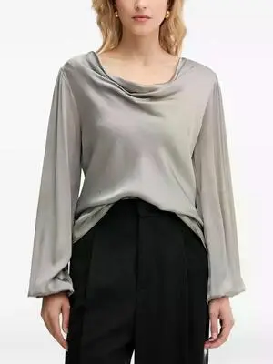 FRACOMINA Cowl Neck Long Sleeve Top - Grey