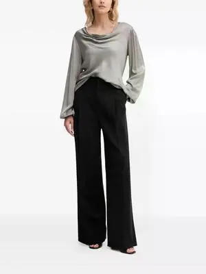 FRACOMINA Cowl Neck Long Sleeve Top - Grey