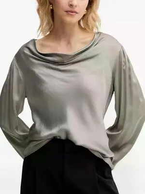FRACOMINA Cowl Neck Long Sleeve Top - Grey