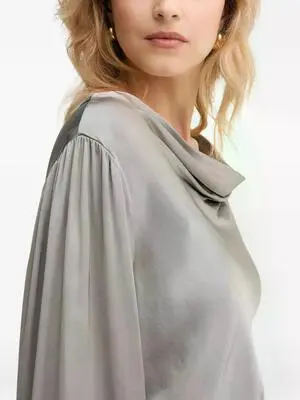 FRACOMINA Cowl Neck Long Sleeve Top - Grey
