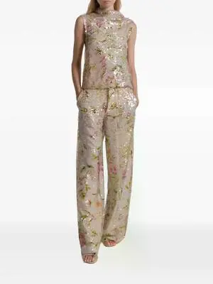 Alberta Ferretti Sequin Floral Tank Top