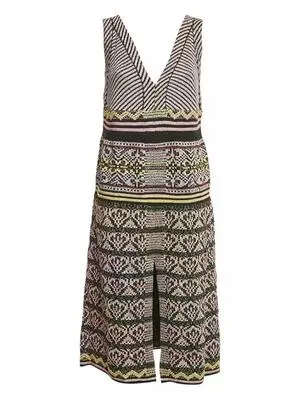 Missoni V-neck Geometric Pattern Midi Dress - Black