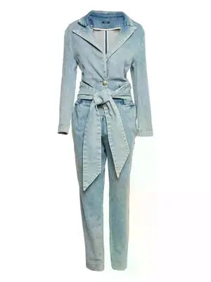 Balmain Denim Belted Jumpsuit - Blue