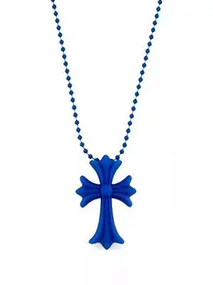 Chrome Hearts Cross Pendant Ball Chain Necklace - Blue