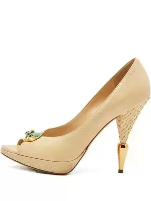 Dior Raffia Peep-toe Pumps