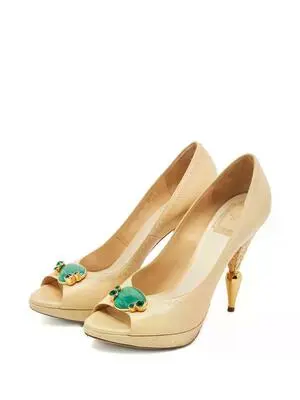 Dior Raffia Peep-toe Pumps