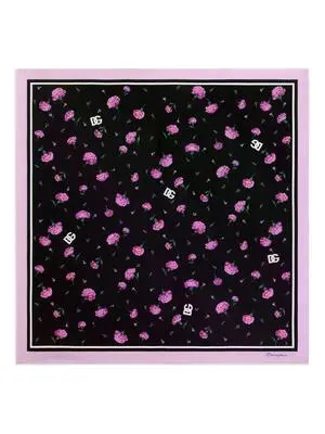 Dolce & Gabbana Carnations-print Scarf - Black